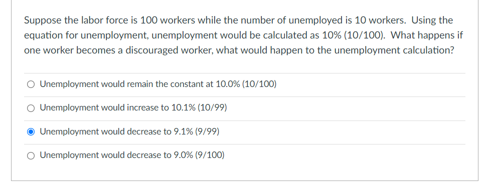 Solved Suppose the labor force is 100 workers while the | Chegg.com