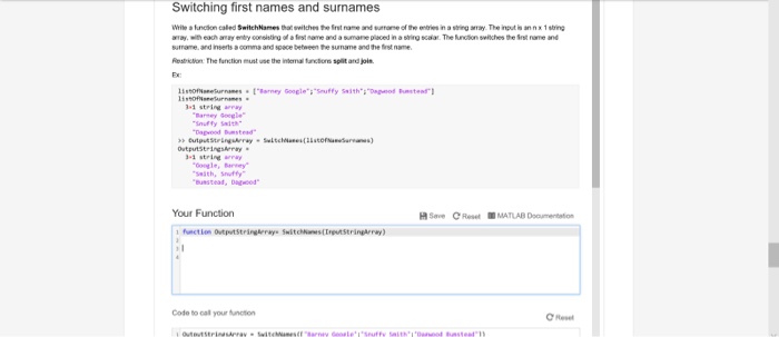 Solved Switching first names and surnames and space between | Chegg.com