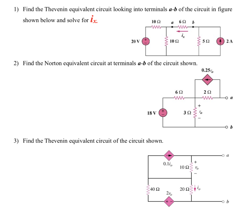 Solved 1) Find the Thevenin equivalent circuit looking into | Chegg.com