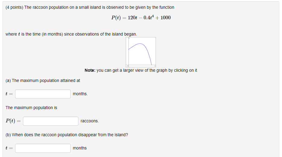 Solved (4 points) The raccoon population on a small island | Chegg.com