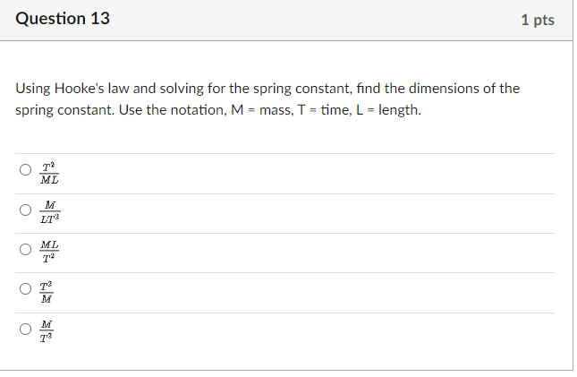 Solved Using Hooke's law and solving for the spring | Chegg.com