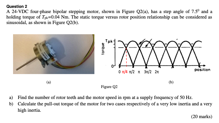 Solved Question 2 A 24-VDC four-phase bipolar stepping | Chegg.com