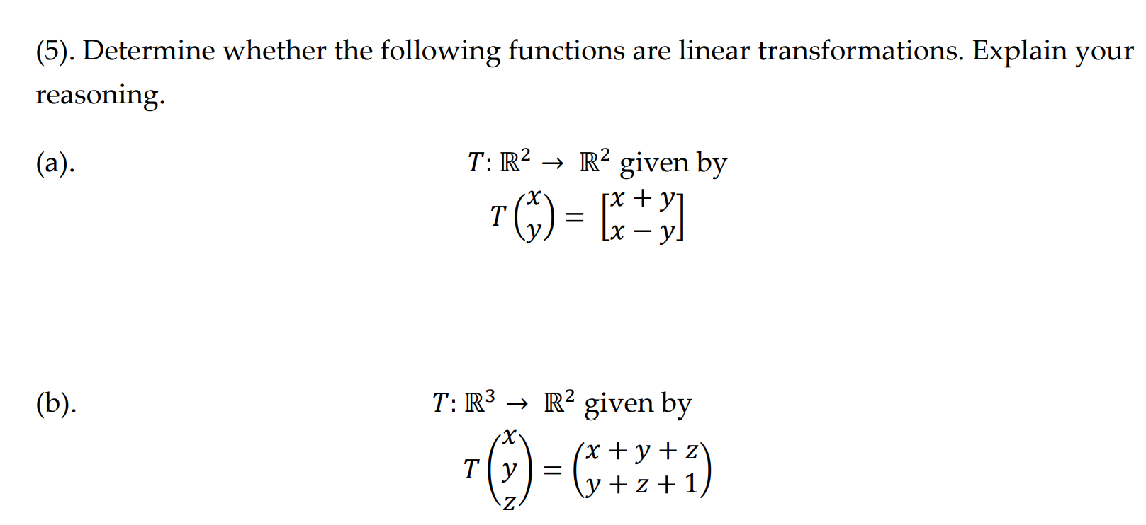 Solved (5). Determine whether the following functions are | Chegg.com