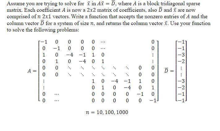 Solved Assume you are trying to solve for in Až = D, where A | Chegg.com
