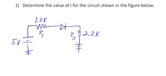 Solved 1) Determine the value of I for the circuit shown in | Chegg.com