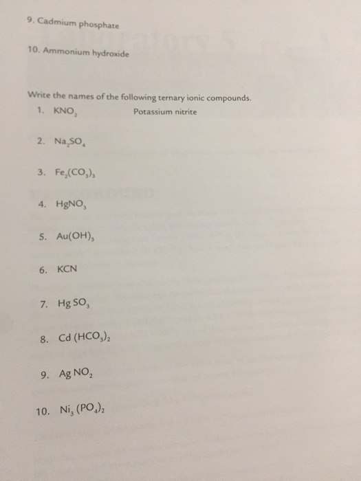 Solved TERNARY IONIC COMPOUNDS OF METALS & POLYATOMI IONS | Chegg.com