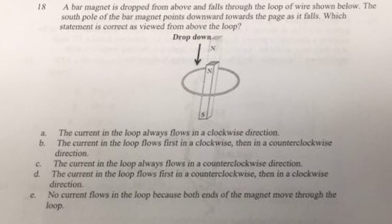 Solved A bar magnet is dropped from above and falls through | Chegg.com