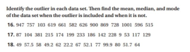Solved Identify the outlier in each data set. Then find the | Chegg.com