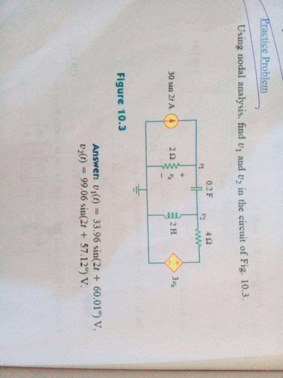 Solved Practice Problem Using nodal analysis, find V, and v2 | Chegg.com
