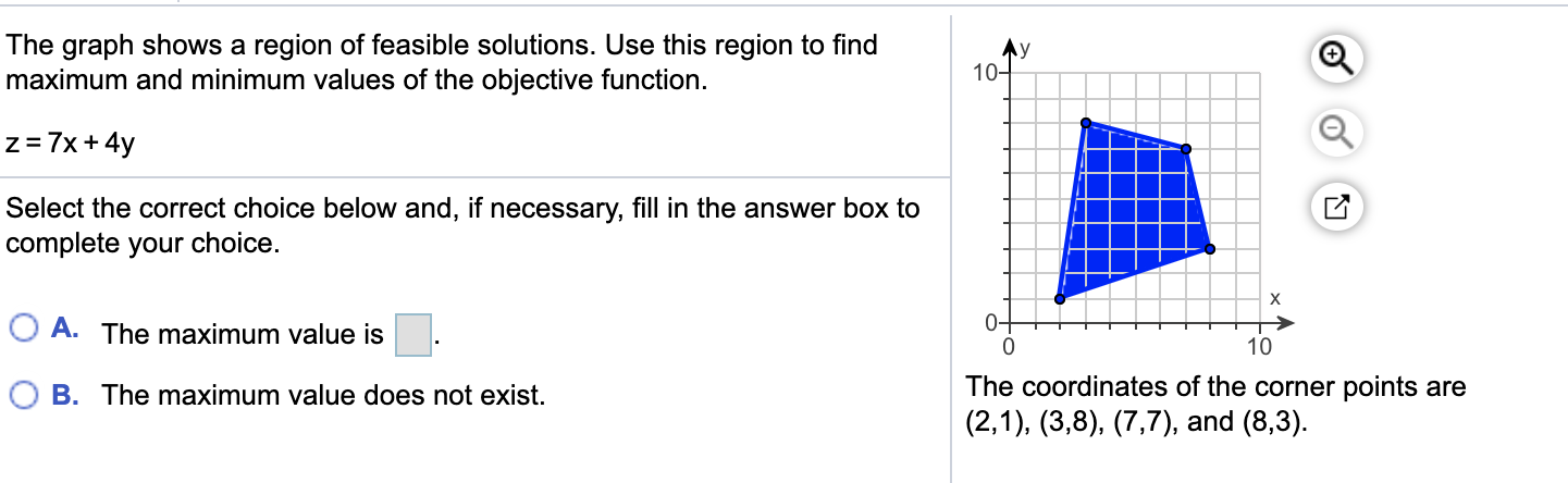 Solved The graph shows a region of feasible solutions. Use | Chegg.com