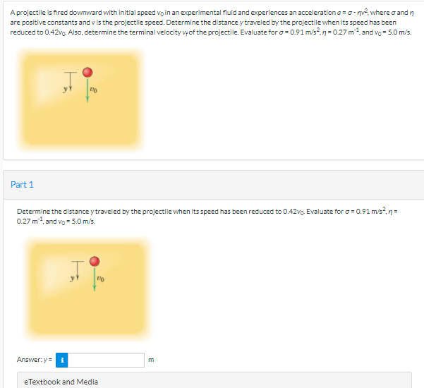 Solved A projectile is fired downward with initial speed vo | Chegg.com