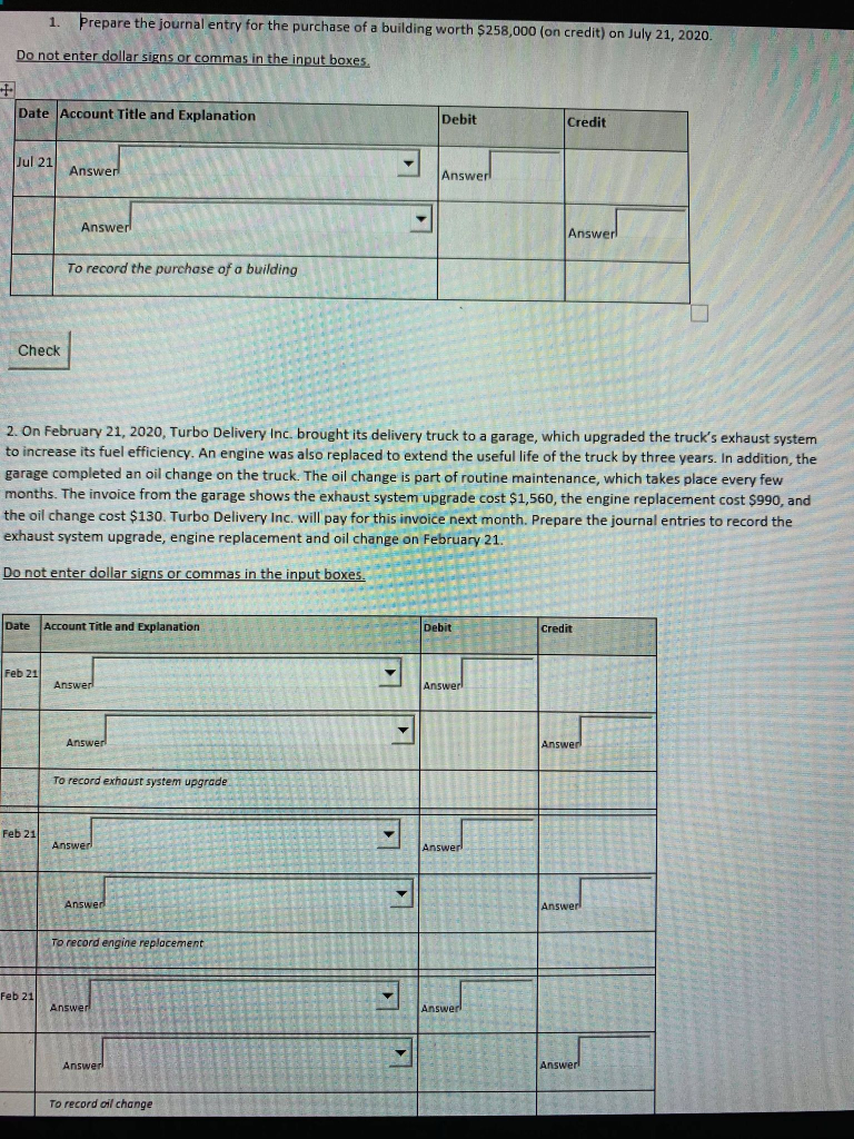 Solved 1. prepare the journal entry for the purchase of a | Chegg.com