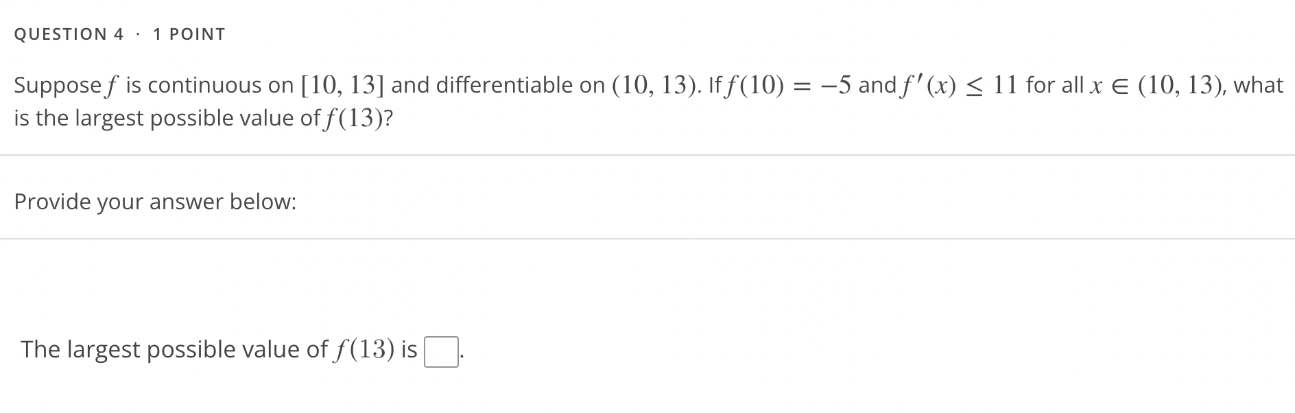 Solved Suppose f is continuous on [10,13] and differentiable | Chegg.com