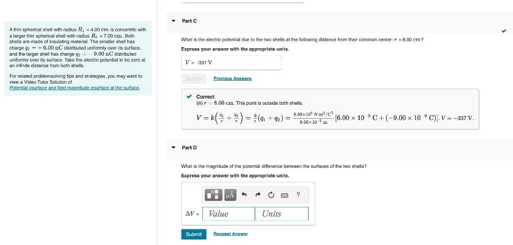 Solved A thin spherical shell with radius Rf=4.00 cm is | Chegg.com