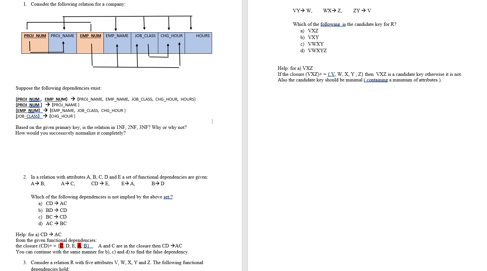 Solved 1. Consider the following relation for a company: | Chegg.com