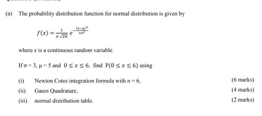Solved (a) The probability distribution function for normal | Chegg.com