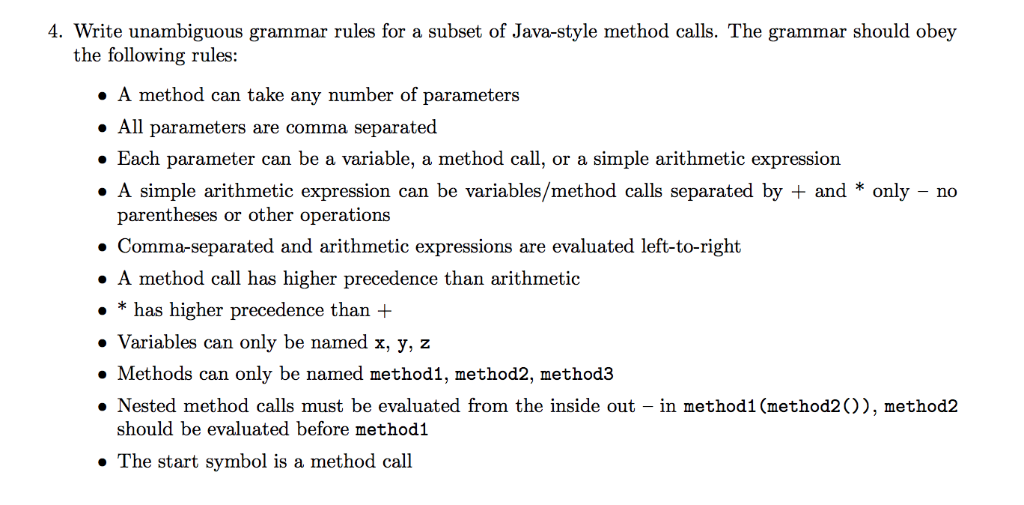 4. Write unambiguous grammar rules for a subset of | Chegg.com