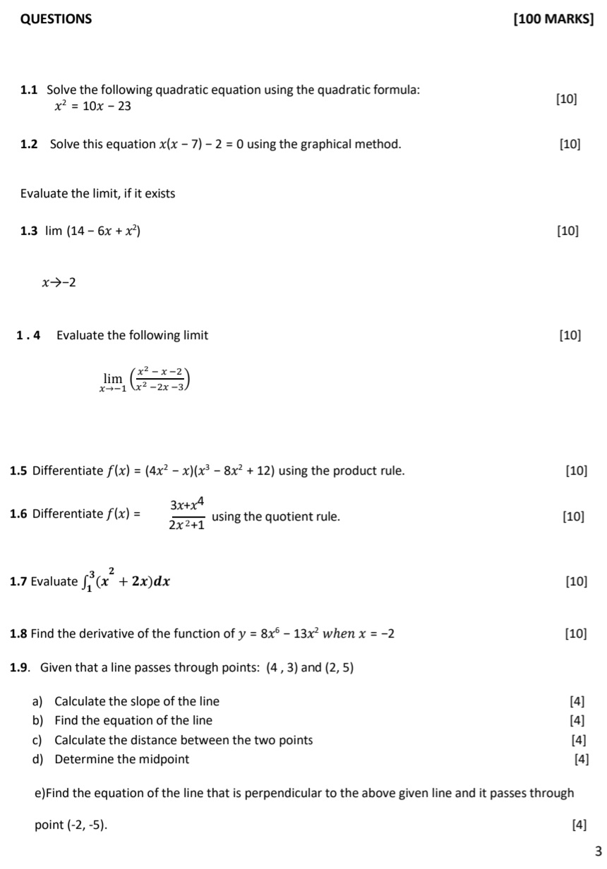 Solved 1.1 Solve the following quadratic equation using the | Chegg.com