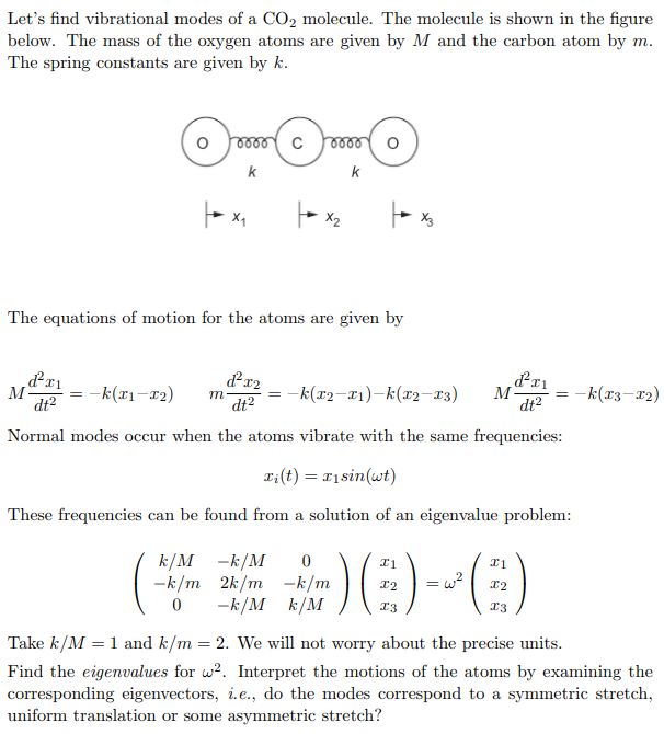 Solved Let's find vibrational modes of a CO2 molecule. The | Chegg.com