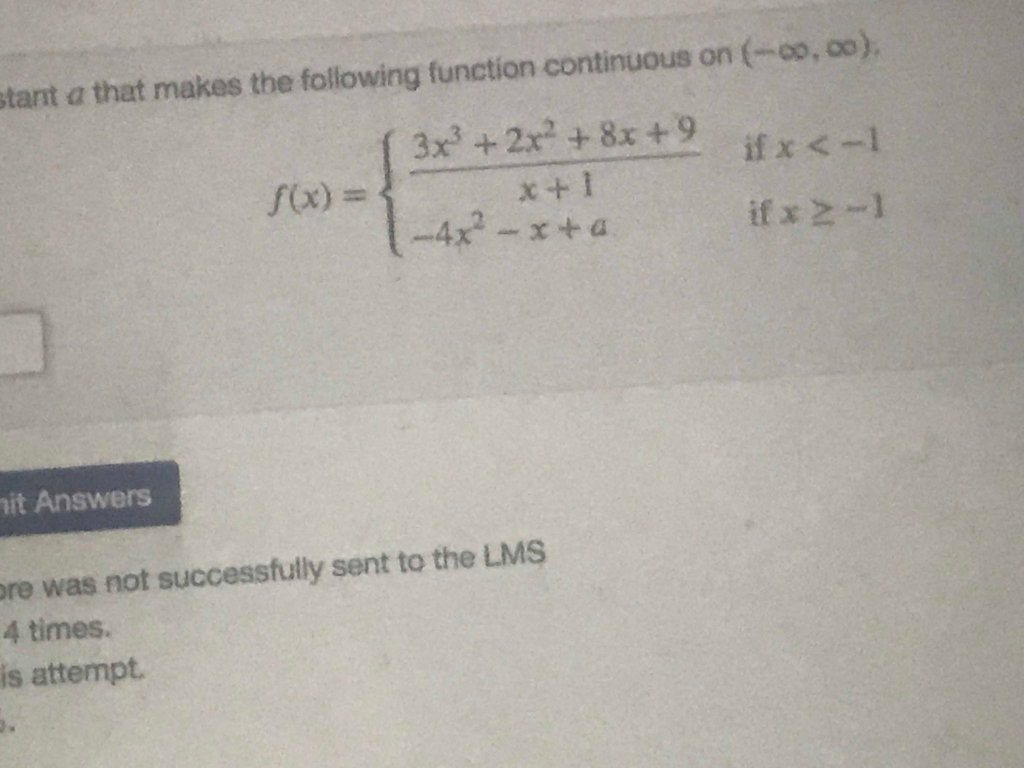 Solved 1 point) Find the value of the constant 𝑎a that | Chegg.com