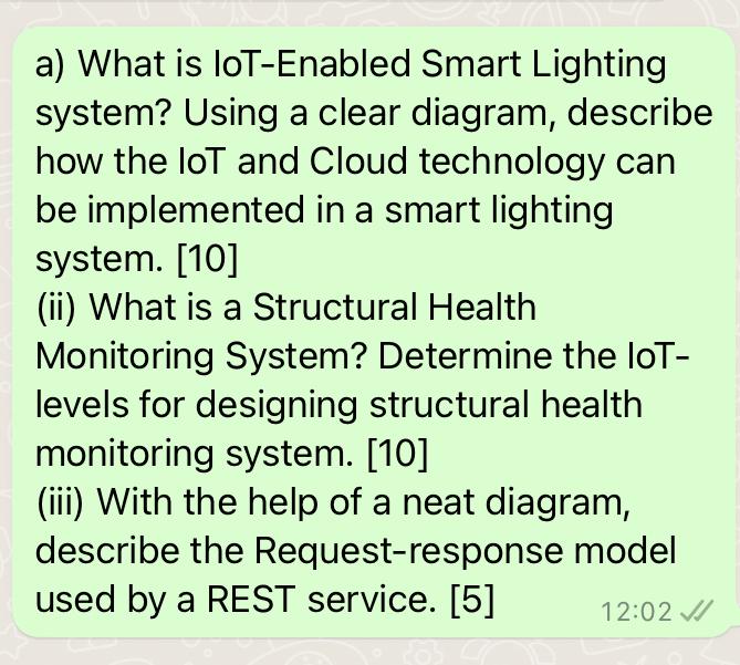 Solved a a a) What is loT-Enabled Smart Lighting system? | Chegg.com