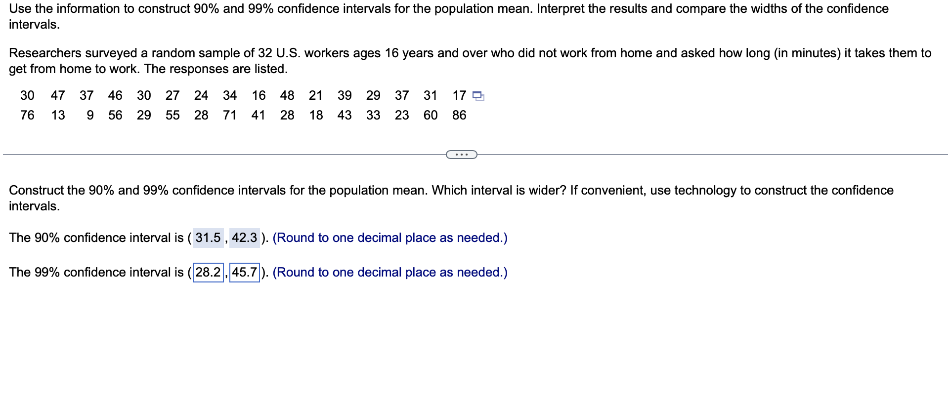 Solved Use the information to construct 90% and 99% | Chegg.com