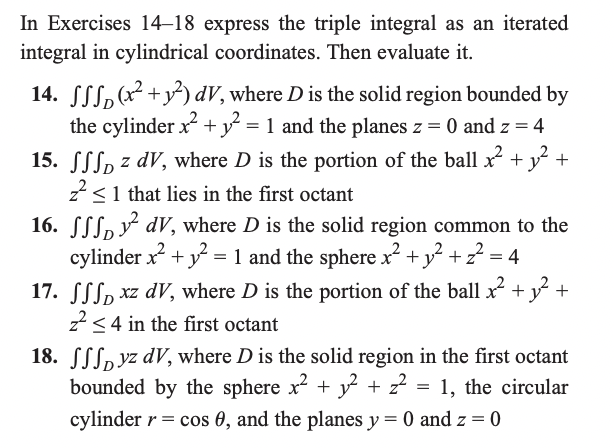 Solved In Exercises 14–18 express the triple integral as an | Chegg.com