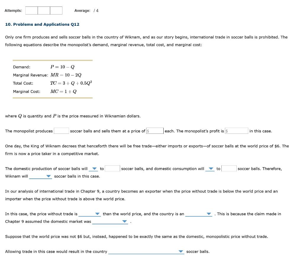 Solved Attempts: Average: 14 10. Problems and Applications | Chegg.com