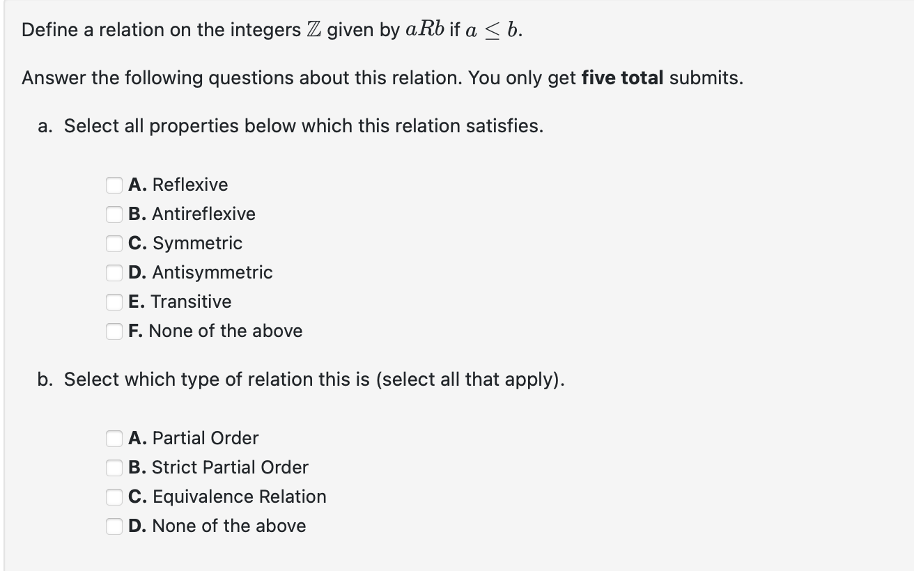 Solved Define a relation on the integers Z given by aRb if | Chegg.com