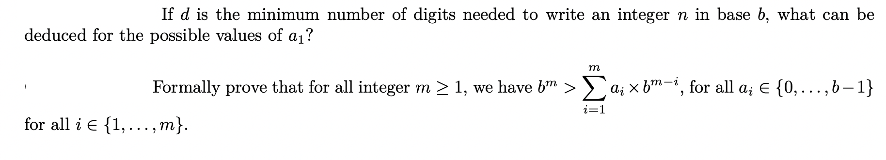 Solved If d is the minimum number of digits needed to write | Chegg.com