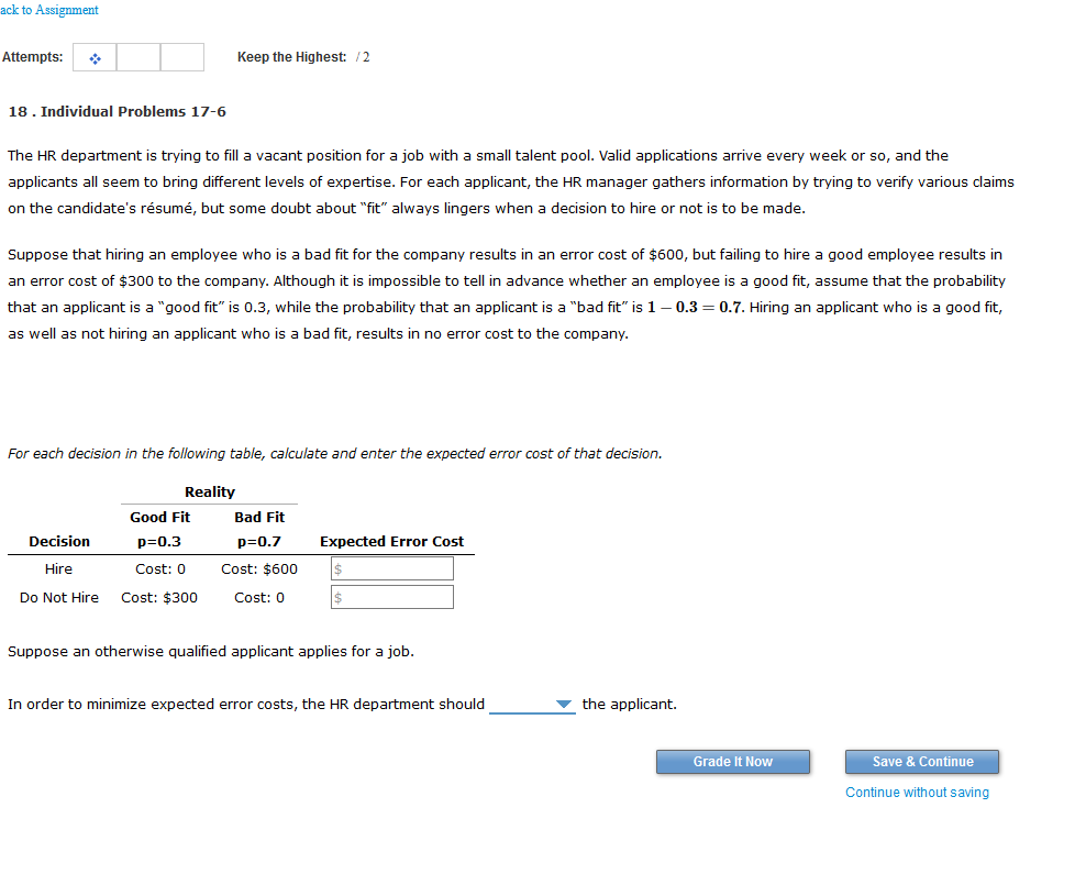 Solved ack to Assignment Attempts: Keep the Highest: /2 18. | Chegg.com