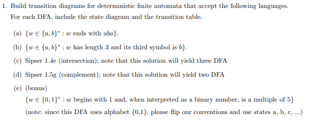 1. Build transition diagrams for deterministic finite | Chegg.com