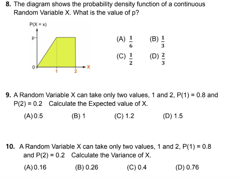 Solved 8. The diagram shows the probability density function | Chegg.com