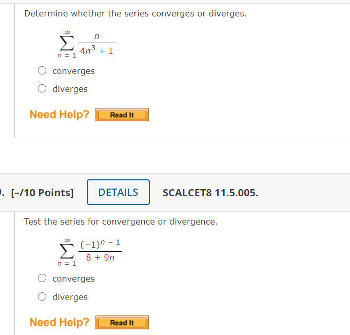 Solved Determine whether the sequence converges or diverges. | Chegg.com