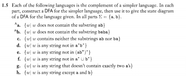 Solved 1.5 Each of the following languages is the complement | Chegg.com