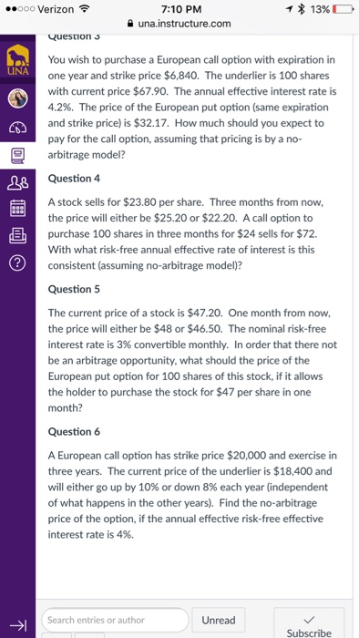 Solved ..ooo Verizon令 7:10 PM 슬 una.instructure.com 1396 [D | Chegg.com