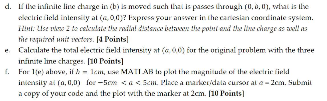Solved 30 Points Three infinite lines with charge density | Chegg.com