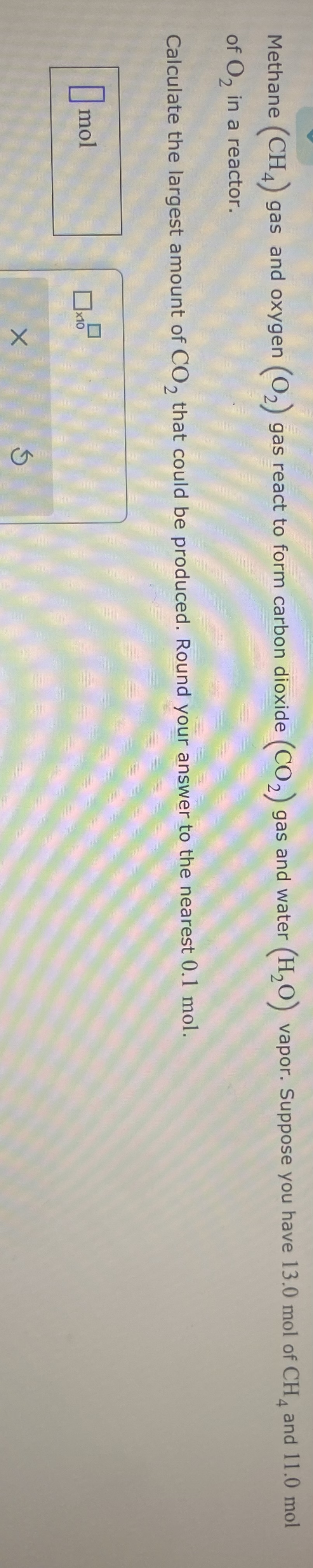 Solved Methane (CH4) gas and oxygen (O2) gas react to form | Chegg.com