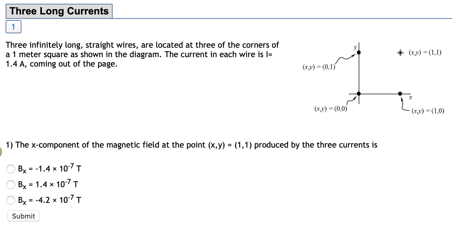 Solved Three Long Currents 1 Three infinitely long, straight | Chegg.com