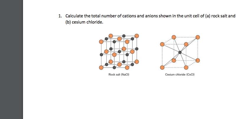 Solved 1. Calculate the total number of cations and anions | Chegg.com