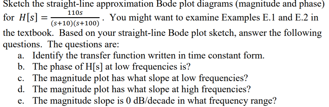 Solved Sketch The Straight Line Approximation Bode Plot