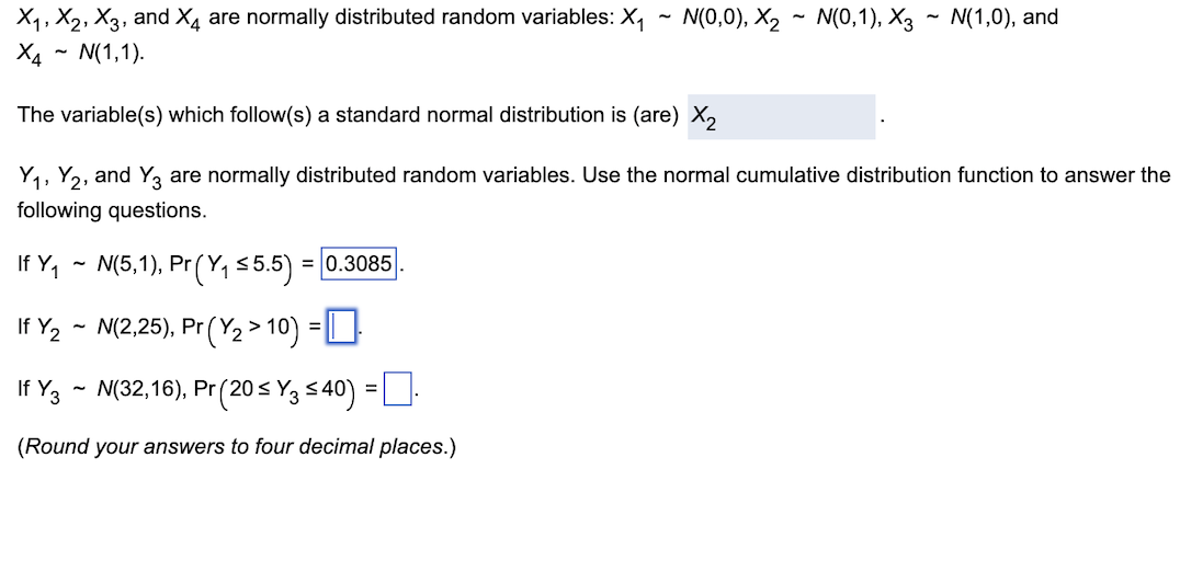 Solved X1,X2,X3, and X4 are normally distributed random | Chegg.com
