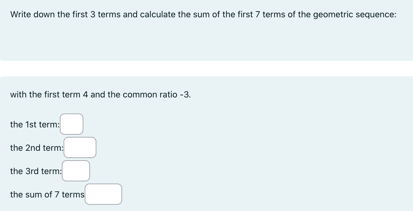 Solved Write down the first 3 ﻿terms and calculate the sum | Chegg.com