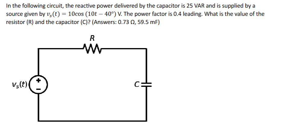 Solved In the following circuit, the reactive power | Chegg.com