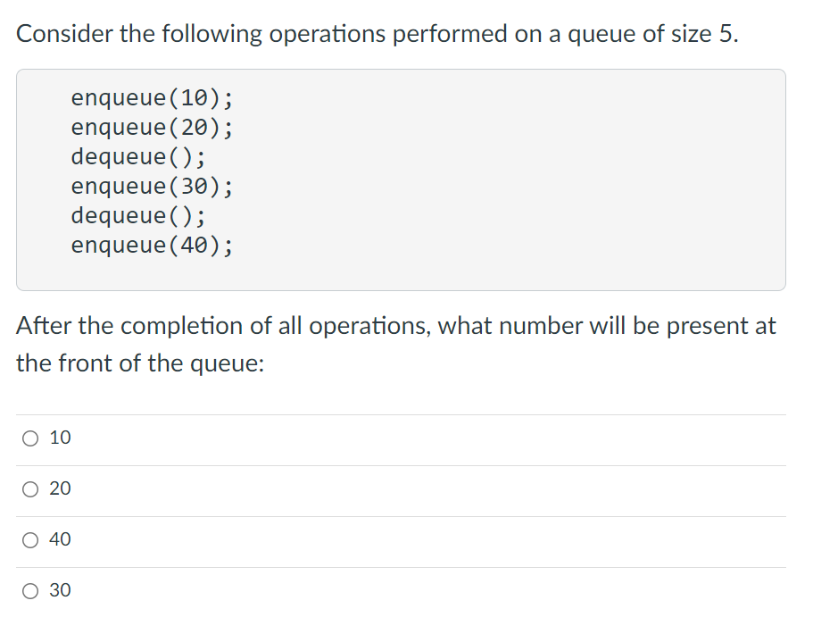 Solved Consider the following operation(s) performed on a | Chegg.com