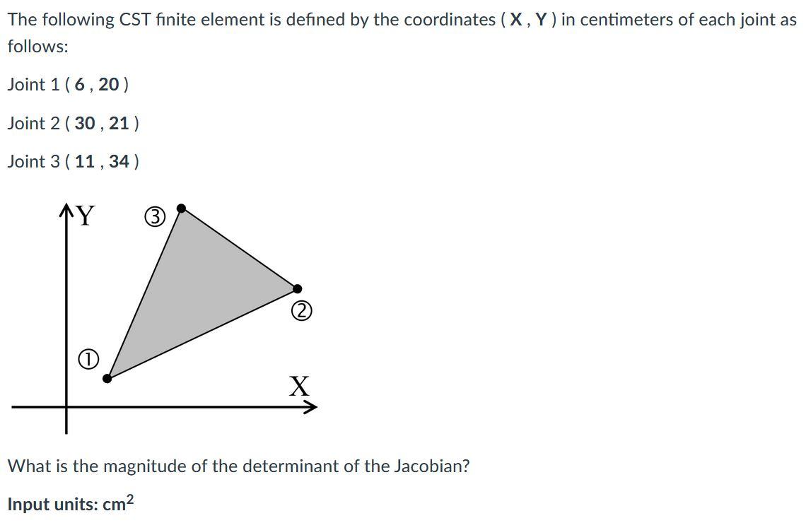 Solved The following CST finite element is defined by the | Chegg.com