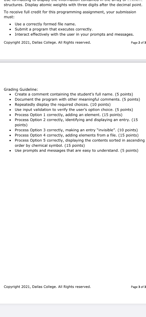 Solved COSC-1436, Element Array Project, C++ Programming | Chegg.com