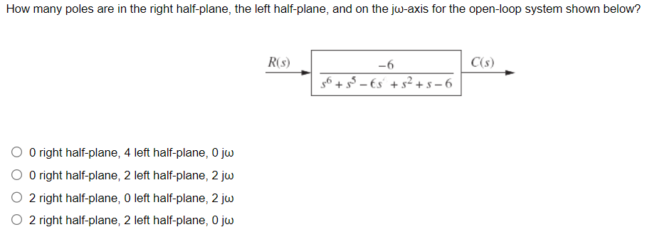 How many poles are in the right half-plane, the left | Chegg.com