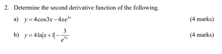 Solved 2. Determine the second derivative function of the | Chegg.com