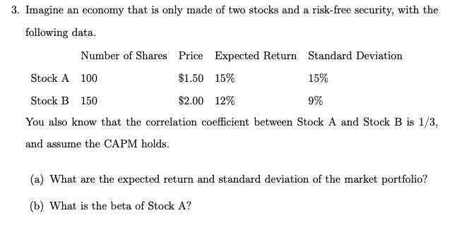 Solved Imagine an economy that is only made of two stocks | Chegg.com